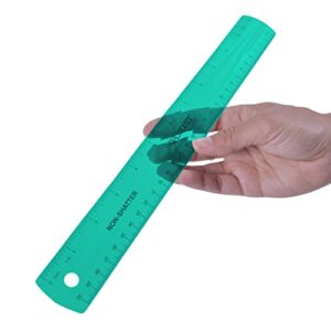 Westcott 16012 Shatterproof Beveled Transparent Ruler, Green, 12 in