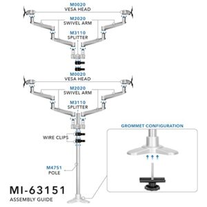 Mount-It! Quad Monitor Desk Mount | Full Motion Monitor Arms for Four Computer Displays | Premium Aluminum Mount With Quick Disconnect Technology