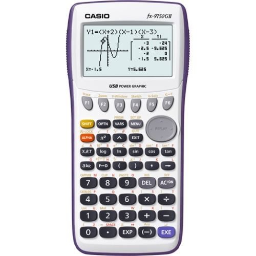 Casio Graphing Calculator with Large 21-Character x 8-line Display with Dual Screen Capability. 62K RAM with USB - White - New - Retail - FX-9750GIIWE-L-IH