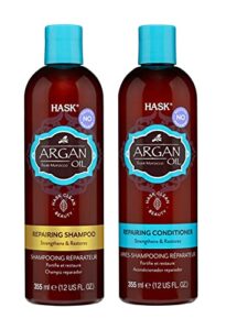 hask argan oil repairing shampoo + conditioner set for all hair types, color safe, gluten-free, sulfate-free, paraben-free, cruelty-free - 1 shampoo and 1 conditioner