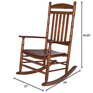 Shine Company Inc. 4333OA Rhode Island, Outdoor Rocker, Front Porch Rocking Chair, Oak