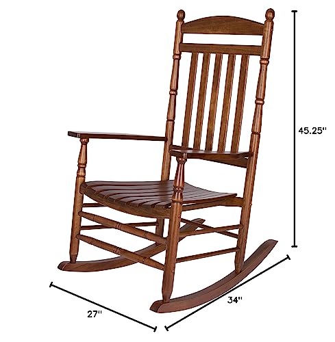 Shine Company Inc. 4333OA Rhode Island, Outdoor Rocker, Front Porch Rocking Chair, Oak