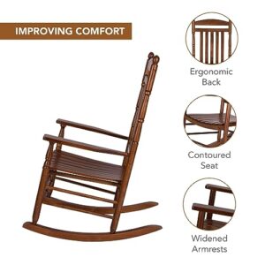 Shine Company Inc. 4333OA Rhode Island, Outdoor Rocker, Front Porch Rocking Chair, Oak