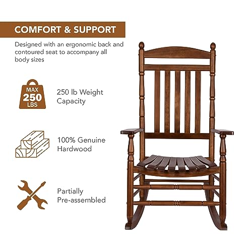 Shine Company Inc. 4333OA Rhode Island, Outdoor Rocker, Front Porch Rocking Chair, Oak