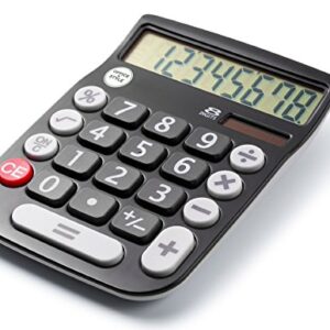 8 Digit Dual Powered Desktop Calculator, LCD Display, Black- by Office + Style