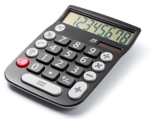 8 Digit Dual Powered Desktop Calculator, LCD Display, Black- by Office + Style