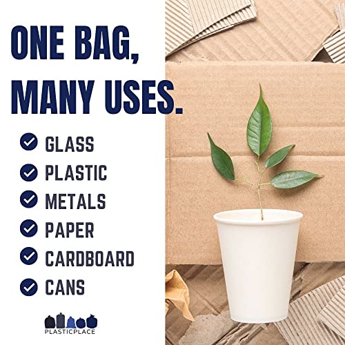 Plasticplace 30-40 Gallon Recycling Trash Bags │ 1.2 Mil│ Blue Garbage Bag Liners │ 33” x 46” (100 Count)