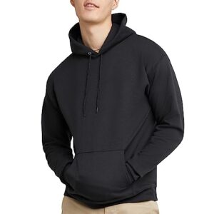 hanes men's pullover ecosmart hooded sweatshirt, black, medium