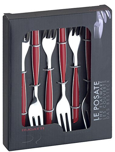 Bugatti GLAA-021F17/6 Glamour 6-Piece Cutlery Set Cake Forks SAN/Steel Multi-Coloured 16 x 20 x 3 cm