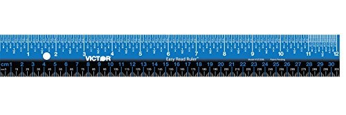 Victor Easy Read Stainless Steel Ruler, Standard/Metric, 12".5 Long, Blue