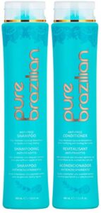 pure brazilian anti frizz daily shampoo & conditioner - salt-free & color safe shampoo & conditioner enriched with keratin, argan oil, and acai (13.5 ounce / 400 milliliter)