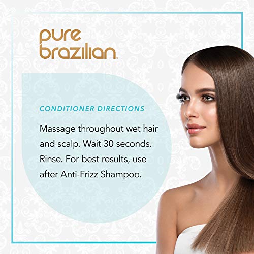 PURE BRAZILIAN Anti Frizz Daily Shampoo & Conditioner - Salt-Free & Color Safe Shampoo & Conditioner Enriched With Keratin, Argan Oil, and Acai (13.5 Ounce / 400 Milliliter)