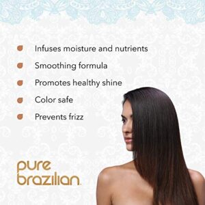 PURE BRAZILIAN Anti Frizz Daily Shampoo & Conditioner - Salt-Free & Color Safe Shampoo & Conditioner Enriched With Keratin, Argan Oil, and Acai (13.5 Ounce / 400 Milliliter)