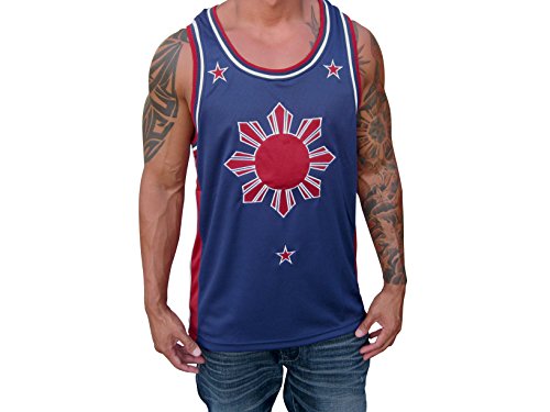 Soljer Blue Red Filipino Basketball Jersey Tank Top Philippines Pinoy Pride (Large)