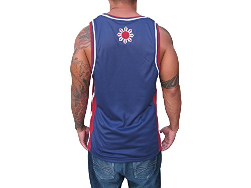 Soljer Blue Red Filipino Basketball Jersey Tank Top Philippines Pinoy Pride (Large)