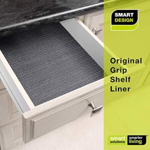 Smart Design Original Grip Shelf Liner - 12 Inch x 5 Feet - Non Adhesive, Strong Grip Bottom, Easy Clean Kitchen Drawer, Cabinet, Cupboard Dresser Protector Cover, Non Slip Rubber Mat - Black