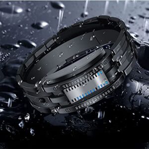 FANMIS Creative Binary Matrix Blue LED Digital Waterproof Watch Mens Classic Creative Fashion Black Plated Wrist Watches (Black)