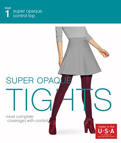 No nonsense Women's Super Opaque Control-Top Tights, Black, Large