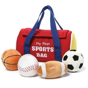 gund baby my first sports bag stuffed plush playset, 5 piece, 8"