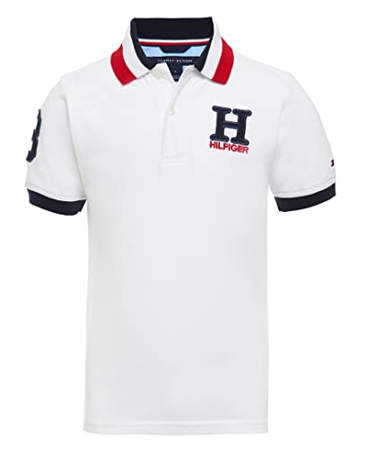 Tommy Hilfiger Boys' Short Sleeve Matt Polo Shirt, White, 8-10