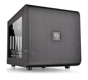 thermaltake core v21 spcc micro atx, mini itx cube gaming computer case chassis, small form factor builds, 200mm front fan pre-installed, ca-1d5-00s1wn-00 black