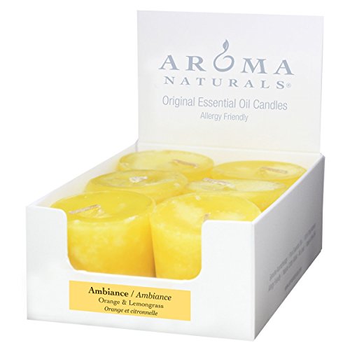 Aroma Naturals Ambiance Votive Candle, Yellow/Orange/Lemongrass, 6 Count