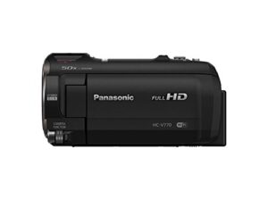 panasonic full hd video camera camcorder hc-v770, 20x optical zoom, 1/2.3-inch bsi sensor, hdr capture, wi-fi smartphone multi scene video recording (black)