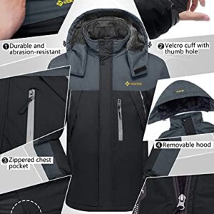 GEMYSE Men's Mountain Waterproof Ski Snow Jacket Winter Windproof Rain Jacket (Black,Small)