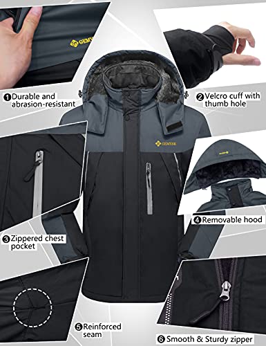 GEMYSE Men's Mountain Waterproof Ski Snow Jacket Winter Windproof Rain Jacket (Black,Small)