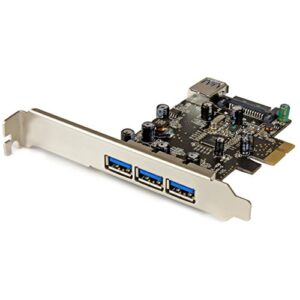 startech.com 4 port pci express usb 3.0 card - 3 external and 1 internal - native os support in windows 8 and 7 - standard and low-profile (pexusb3s42)