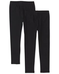 the children's place girls leggings pants, black 2 pack, medium us