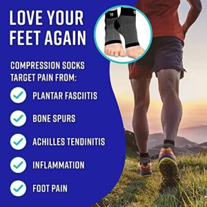 Bitly Plantar Fasciitis Compression Socks for Women & Men - Best Ankle Compression Sleeve, Nano Brace for Everyday Use - Provides Arch Support & Heel Pain Relief (Black, Medium)