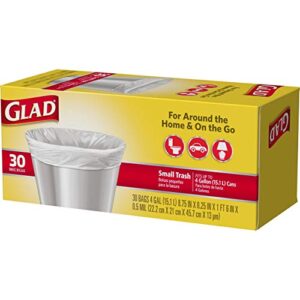 Glad Garbage Small, White, 4 gallons, 30 Count (Pack of 2)