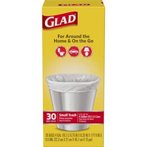 Glad Garbage Small, White, 4 gallons, 30 Count (Pack of 2)