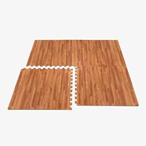 FOREST FLOOR 3/8 Inch Thick Printed Foam Tiles, Premium Wood Grain Interlocking Foam Floor Mats, Anti-Fatigue Flooring, 24 in x 24 in, 24 Square Feet (6 Tiles) (FF24-10M)