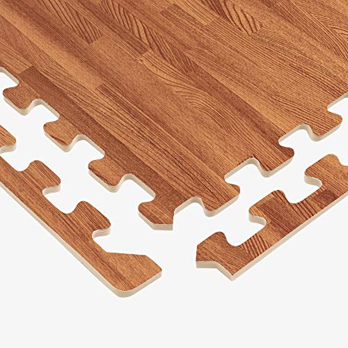 FOREST FLOOR 3/8 Inch Thick Printed Foam Tiles, Premium Wood Grain Interlocking Foam Floor Mats, Anti-Fatigue Flooring, 24 in x 24 in, 24 Square Feet (6 Tiles) (FF24-10M)