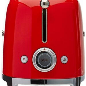 Smeg Red 2 Slick 2 Slice Toaster, Medium