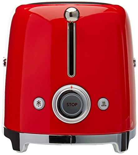 Smeg Red 2 Slick 2 Slice Toaster, Medium