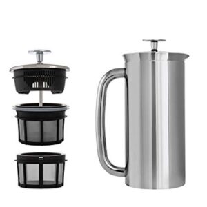 ESPRO - P7 French Press - Double Walled Stainless Steel Insulated Coffee and Tea Maker with Micro-Filter - Keep Drinks Hotter for Longer, Perfect for Home (Polished Stainless Steel, 18 Oz)