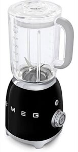 smeg blf01blus retro style blender with 6 cups tritan bpa-free jug, detachable stainless steel dual blades, overload motor protection, 4 speeds and 3 preset programs in black