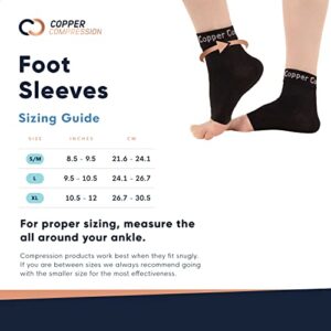 Copper Compression Recovery Foot Sleeves / Plantar Fasciitis Support Socks - Speed Up Recovery & Provide Relief Of Heel Spurs, Arch Pain, Foot Swelling & Ankle Injuries 1 Pair (Small/Medium)