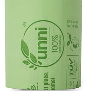 UNNI 100% Compostable Bags, 2.6 Gallon, 9.84 Liter, 100 Count, Extra Thick 0.71 Mil, Samll Kitchen Food Scrap Waste Bags, ASTM D6400, US BPI and Europe OK Compost Home Certified, San Francisco