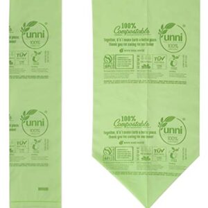 UNNI 100% Compostable Bags, 2.6 Gallon, 9.84 Liter, 100 Count, Extra Thick 0.71 Mil, Samll Kitchen Food Scrap Waste Bags, ASTM D6400, US BPI and Europe OK Compost Home Certified, San Francisco