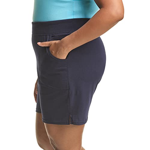 Just My Size Women's Plus Cotton Jersey Pull-On Shorts - 2X Plus - Navy