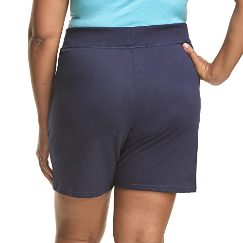 Just My Size Women's Plus Cotton Jersey Pull-On Shorts - 2X Plus - Navy