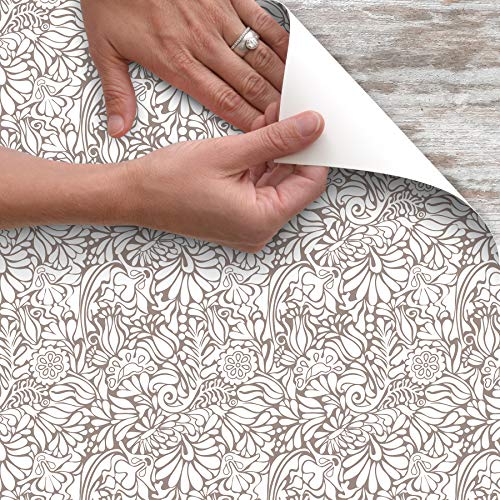 Con-Tact Brand Creative Covering, Self-Adhesive Shelf Liner, Multi-Purpose Vinyl Roll, Easy to Use and Apply, 18'' x 20', Batik Taupe