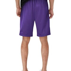 Hat and Beyond Mens Mesh Shorts Elastic Sports Gym Performance Workout Boxing Jersey Basketball Pants (Medium, 1ih01_Purple)