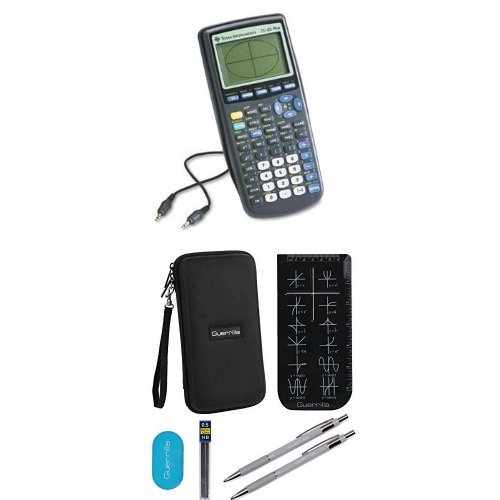 Texas Instruments TI-83 Plus Graphing Calculator With Travel Case And Essential Graphing Accessory Bundle, Black