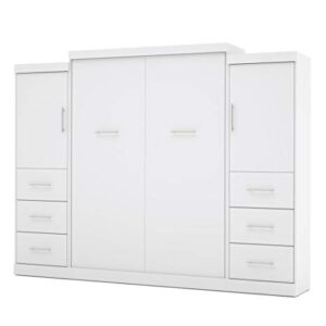 Bestar Nebula Queen Murphy Bed and 2 Storage Units with Drawers (115W) in White