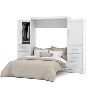 Bestar Nebula Queen Murphy Bed and 2 Storage Units with Drawers (115W) in White